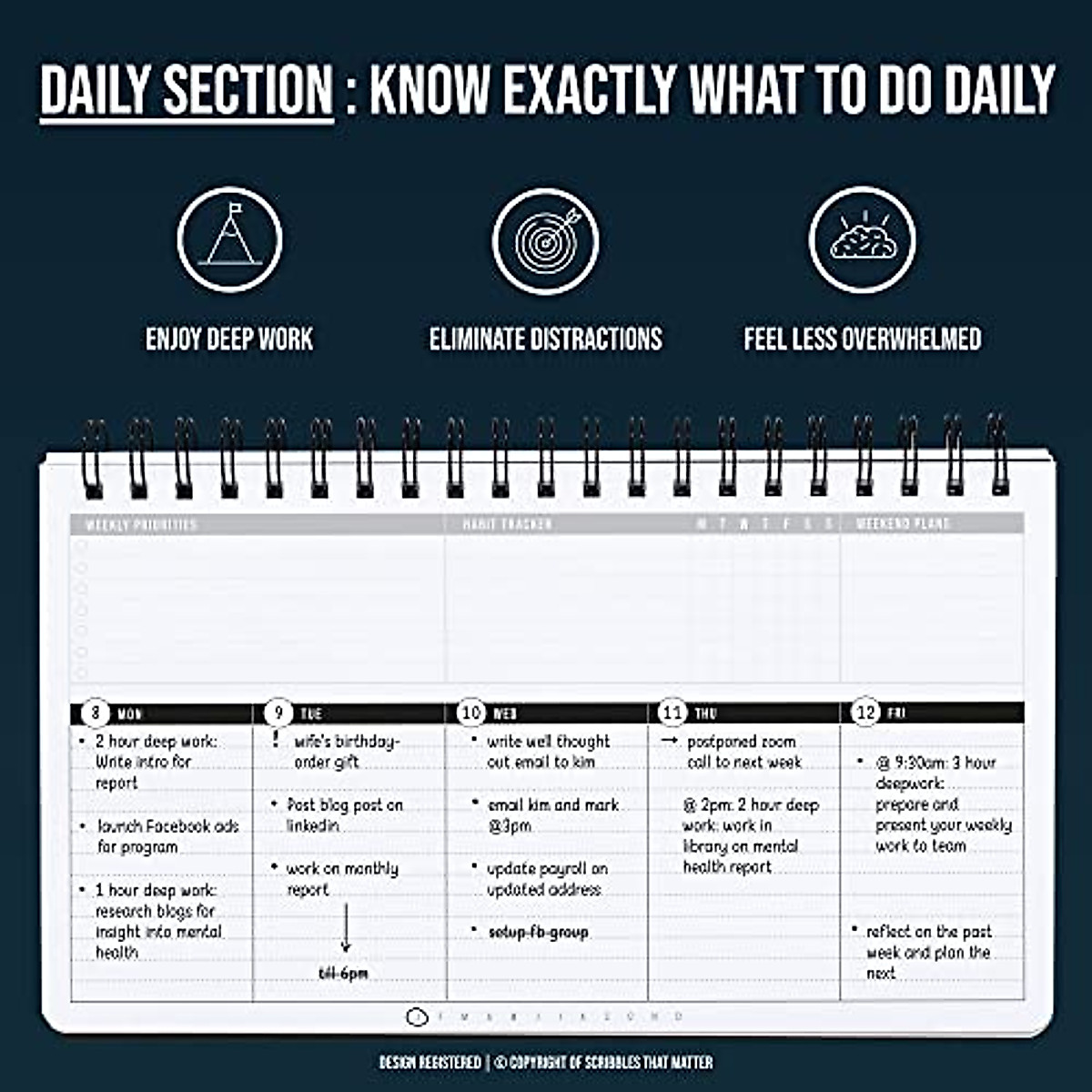 Weekly Planner 2023-2024 (Undated) | Daily Weekly Monthly Planner PRODUCTIVE WEEKS | Academic planner | Organizers for office work, college | Week at a glance planners | For men and women