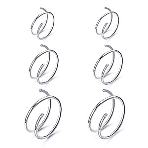 VOJO G23 Titanium Spiral Double Hoop Nose Rings 20G 6/8/10mm Hypoallergenic Thin Piercing Jewelry for Women Men (6/8/10mm, Silver)