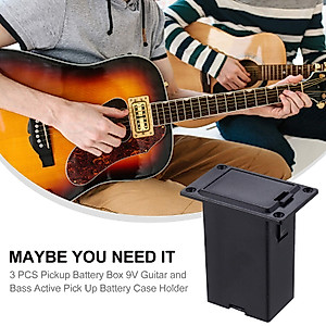 3pcs Pickup Battery Box 9V Plastic Guitar Active Battery Case Holder for Guitar Bass Pickup Replacement Tool (Black)