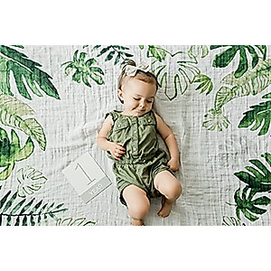Little Unicorn Keepsake Monthly Milestone Photo Blanket – 47” x 46” – Milestone Cards Included - 100% Cotton Muslin – Machine Washable – Playful Designs - for Boys & Girls (Tropical Leaf)