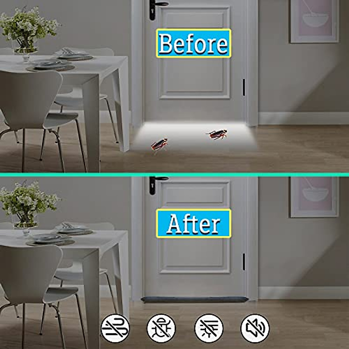 Door Draft Stopper, Pure Cotton 21-42 inch Adjustable Under Door Draft Stoppers, Soundproof Door Sweep for Interior and Window, Twin Door Sweep Weather Stripping Blocker Guard, Machine-Washable