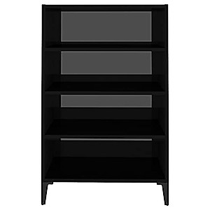 MBFLUUML Shoe Cabinet Wine Cabinet Sideboard High Gloss Black 22.4"x13.8"x35.4" Engineered Wood for Dining Room, Living Room, Bedroom