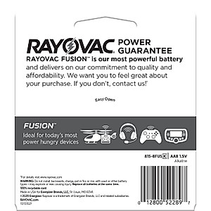 Rayovac Fusion AA Batteries, Premium Alkaline Double A Batteries (8 Battery Count)