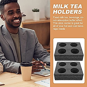 2pcs 4 Hole Cup Holder Glass Cup Holder 4 Cup Holder Tray Decorative Tray Foam Coffee Carrier Foldable Cup Carrier Takeout Cup Trays Travel Pearl Cotton Hollow Out Small Counter