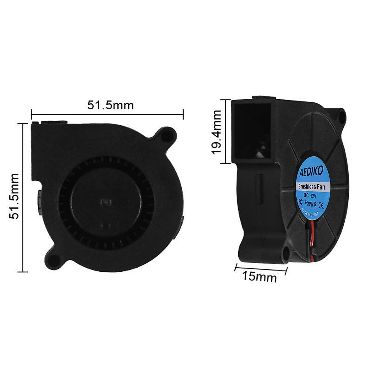 AEDIKO 4pcs 3D Printer Blower Fan 5015 DC 24V Brushless Cooling Fan Oil Bearing 50x50x15mm Fan with 2 Pin Terminal