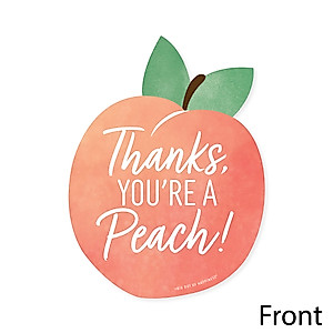 Big Dot of Happiness Sweet as a Peach - Shaped Thank You Cards - Fruit Themed Baby Shower or Birthday Party Thank You Note Cards with Envelopes - Set of 12