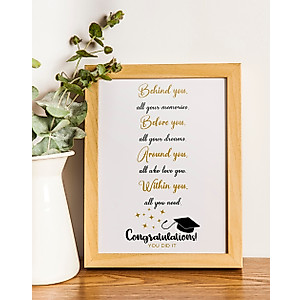 Graduation Card for Him Her, Cute Graduation Card Gift for High School College Grad, Behind You Before You Around You Within You Card - 5x7 inch Folded Card include Envelope, Sticker - Blank Inside