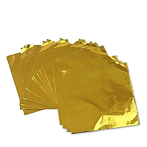 Wowagoga 300 Pcs Foil Candy Wrappers - 6x6 Inches Gold Aluminum Foils Paper Chocolate Candy Wrappers for Homemade Candies Gifts Decoration