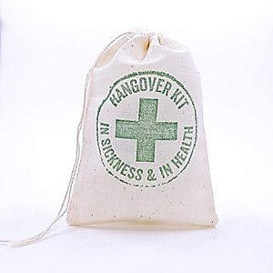 10 Green Hangover Kit Bags | Bachelorette Favor Bags Wedding Welcome Survival Recovery Party Bag Muslin Gift Groomsmen Bachelor Bridesmaid Bridal