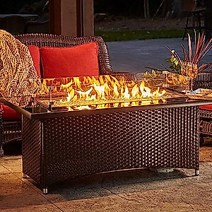 The Outdoor Greatroom Company Propane Fire Pit Table - 60 Inch Balsam Montego Outdoor Gas Fire Pits for Outside Patio - Fire Table Compatible with Natural Gas or Liquid Propane - 80,000 BTUs