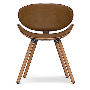 SIMPLIHOME Marana 18 Inch Wide Mid Century Modern Dining Chair in Deep Tan Vegan Faux Leather, For the Dining Room