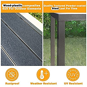 MUPATER Outdoor Bar Table, 55'' Patio Table Rectangular Pub Height Dining Table, Narrow Bar Table Outdoor with Metal Frame for Hot Tub, Garden, Yard, Balcony, Poolside, Black