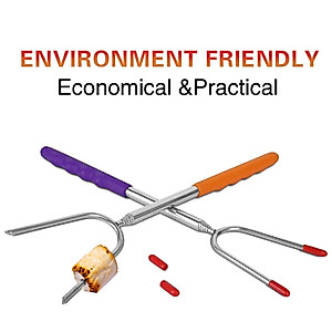 Briout Marshmallow Roasting Sticks 12 Colors Extra Long 45'' Stainless Telescoping Hot Dog Smores Skewers Kids Safe Barbecue Forks for Campfire, Bonfire and Grill(12 Count)