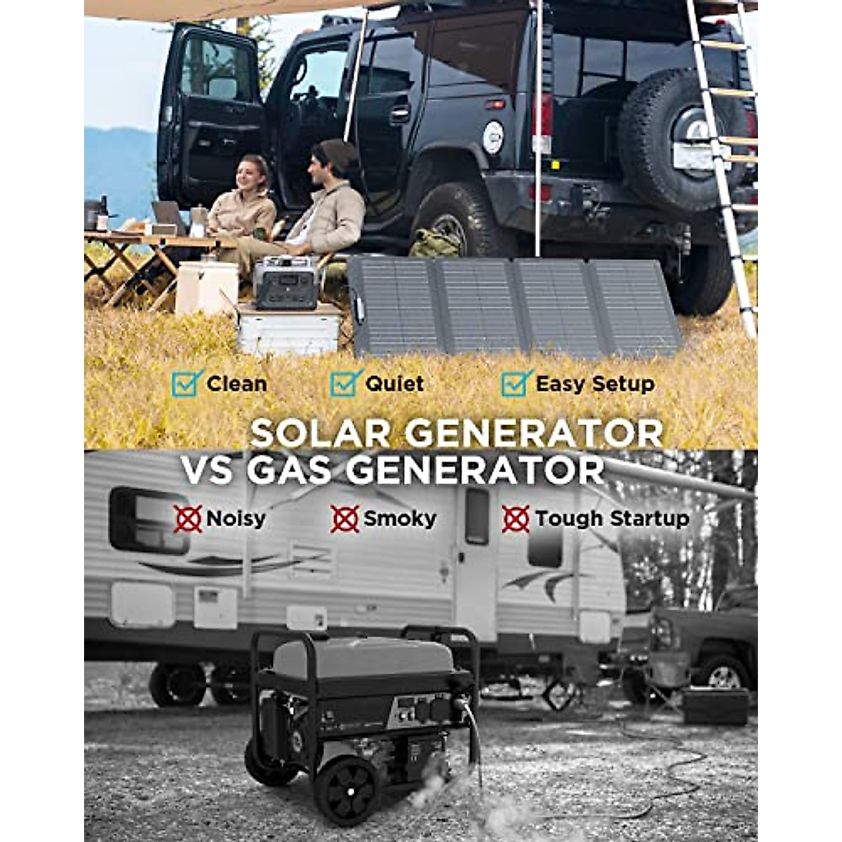 EF ECOFLOW RIVER 2 Max Solar Generator 512Wh Long-life LiFePO4 Portable Power Station& 160W Solar Panel for Home Backup Power, Camping & RVs 100% Charged in 60m with 3000+ Cycles & Up to 1000W Output