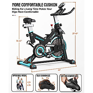 pooboo Magnetic Resistance Indoor Cycling Bike, Belt Drive Indoor Exercise Bike Stationary LCD Monitor with Ipad Mount ＆Comfortable Seat Cushion for Home Cardio Workout Cycle Bike Training Upgraded Version