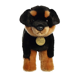 Aurora® Realistic Miyoni® Rottweiler Stuffed Animal - Lifelike Detail - Cherished Companionship - Black 10 Inches