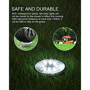 UFOND 8 Pack Solar Ground Lights, Outdoor Waterproof Solar Garden Lights Decor, Disk Solar Deck Lights, Landscape Lighting for Patio Pathway Yard,Outdoor Lights (Cold White)