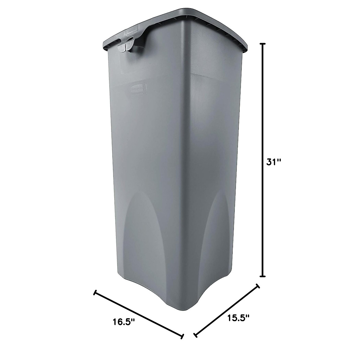 Rubbermaid Commercial Products Untouchable Square Trash Can, Gray, 23 Gallons-RCP356988GY