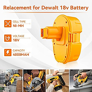VINIDA 4000mAh Replacement for Dewalt 18V Battery DC9096 DC9099 DC9098 DW9099 DW9098 388683-12 651034-01 DE9039 DE9095 DE9096 DE9098 DW9096 DW9095 Batteries 2 Packs