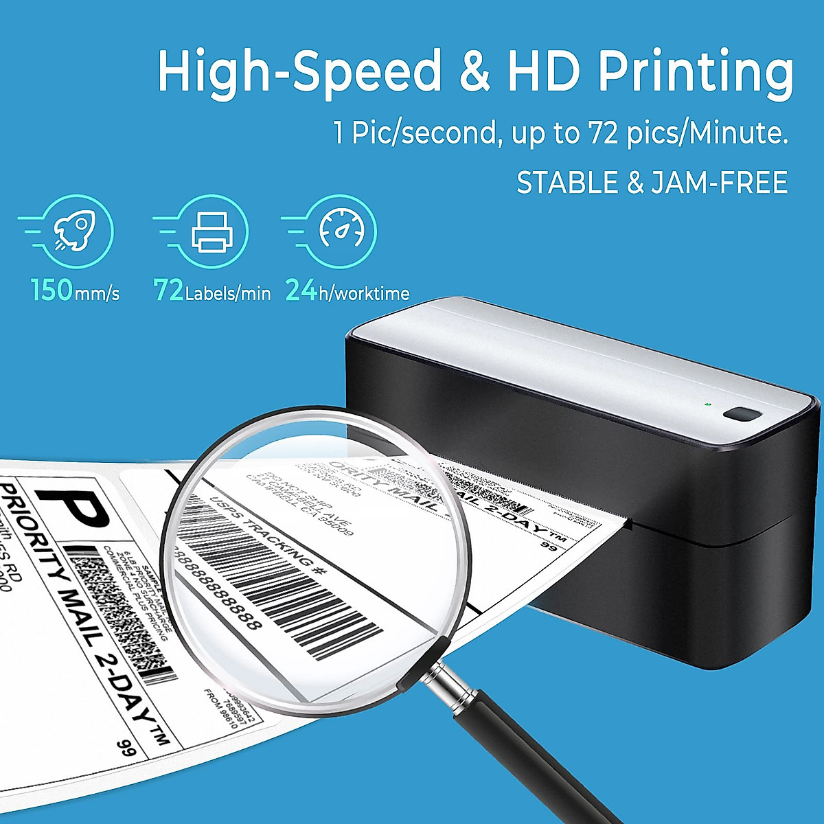 USB 4x6 Thermal Label Printer - Shipping Label Printer, Label Printer for Shipping Packages, Label Printer for Small Business, Thermal Printer, Compatible with USPS, Shopify, Amazon, Etsy, Ebay