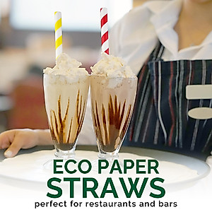 [10mm Wide] 8.5 inch Colossal Paper Straws for Smoothie & Milkshake - Colorful Stripes (Pack of 100)