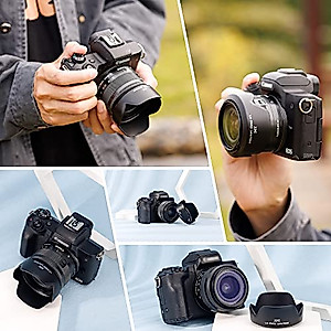JJC Camera Lens Hood Shade for Canon EF-M 15-45mm f/3.5-6.3 is STM & RF-S 18-45mm f/4.5-6.3 is STM Lens on Canon EOS R7 R10 M50 M50 Mark II M5 M6 M6 Mark II M200 M100 M10 Replaces Canon EW-53 Hood