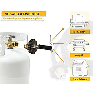 LONGADS 10FT Propane Hose Adapter 5lb to 100lb,High Pressure Propane Adapter Hose for Camping Stove, Outdoor Heater, 1 LB Portable Grill to LP Cylinder POL Connection
