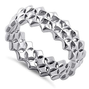 925 Sterling Silver Triple Diamond Shaped Eternity Women Wedding Ring (Sterling Silver, 7.5)