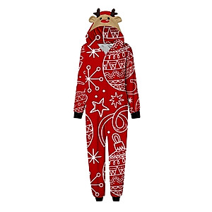 Matching Family Christmas Pajamas Onesie 2023 Funny Printed Hooded Pjs Holiday Xmas Sleepwear Matching Sets Reindeer Sleepwear Dinosaur Pajamas for Women Matching Pj Set
