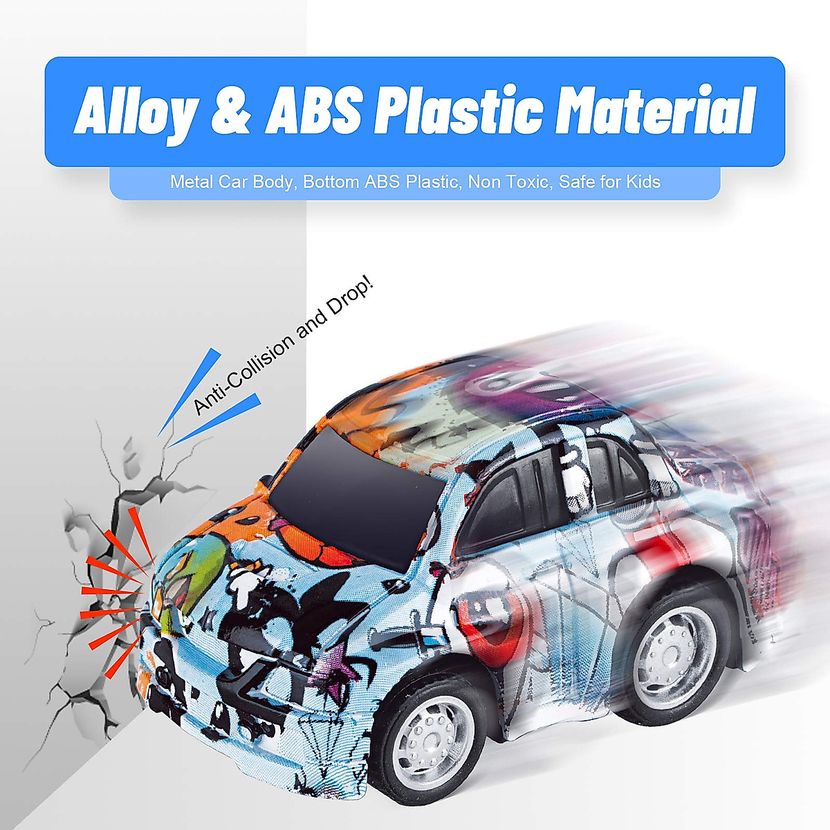 Pull Back Cars, 8 Pack Graffiti Style Metal Friction Powered Die-cast Cars Trucks Playset, Toys Pull Back Vehicles for Kids Boys Girls Toddlers, Toy Cars Party Favors for 3-14 Year Old Children, 8pcs