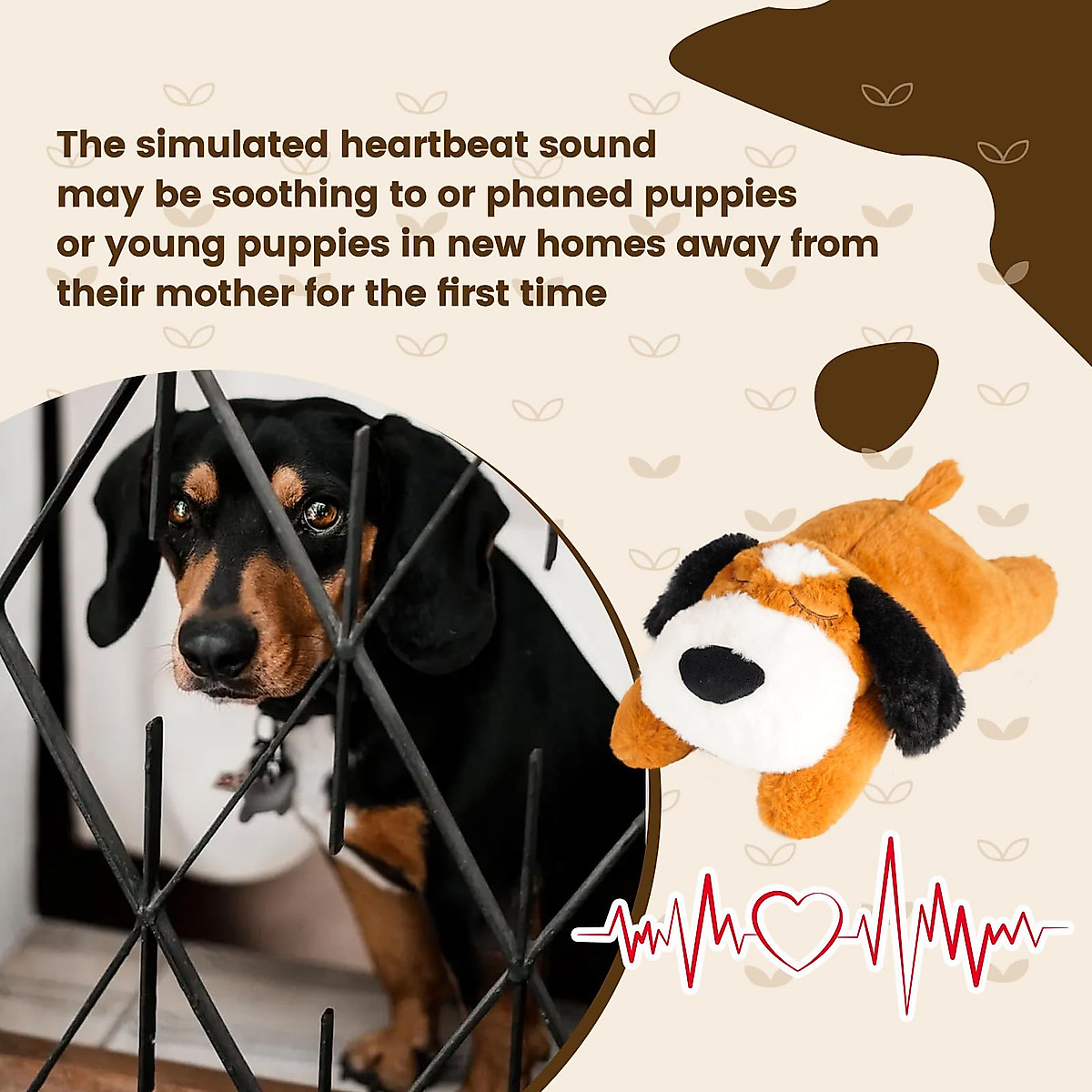 Trail Tail Dogs Calming Toy with Heartbeat, Dog Anxiety Relief Calming Aid,Anxiety Relief for Dogs Calming,Box Included a pet Calming Collars,48h Warm Pack,Plush Puppy Toy,Heartbeat Toy(Black)