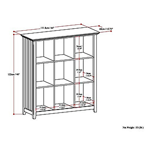 SIMPLIHOME Acadian SOLID WOOD 44 Inch Transitional 9 Cube Bookcase and Storage Unit in Light Golden Brown, For the Living Room, Study Room and Office