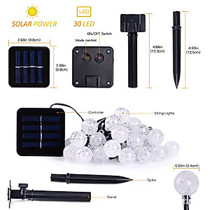 BAOANT Solar String Lights Fairy Lights 20Ft 30 LED Crystal Ball String Lights Starry Lights Globe String Lights for Garden Home Patio Indoor Outdoor(Warm-White)