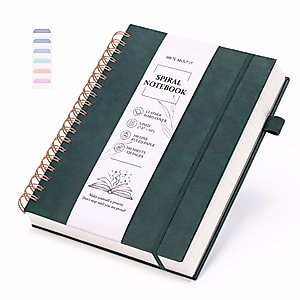 Lined Spiral Journal Notebook with 320 Numbered Pages, B5 College Ruled Thick Journals for Writing with 100GSM Paper, Hardcover Notebooks with Contents for Work, School, Women, Men, Green