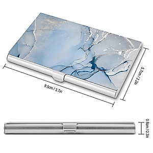 IFBUITE Business Card Holder, Color UV Printing Pattern Metal Card Holder Wallet, Aluminum Alloy Pockets Credit Card Organizer Business Card Case for Men and Women (Blue Marble)