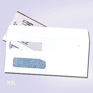 #9 Ready-Seal Double Window Security Tinted Check Envelopes, Compatible for QuickBooks Checks, Sage 100 program, Blackbaud Software ETC, from NextDayLabels, Box of 500