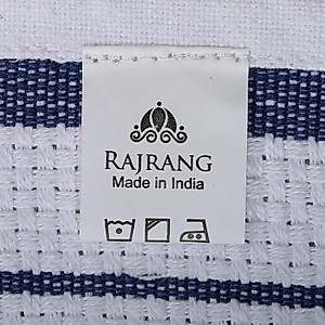 RAJRANG Dish Drying Kitchen Towels with Hanging Loops - 18 x 28 Inches Washable Ultra Absorbent and Quick-Dry Cloths for Everyday Cleaning - Set of 4 - Navy and White