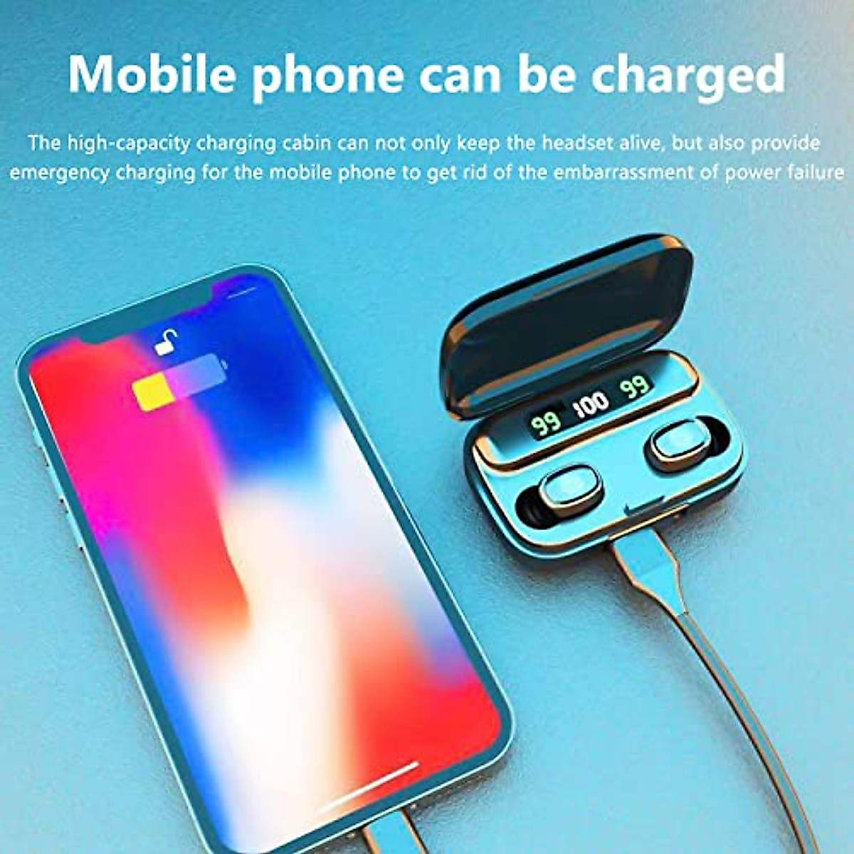 Bluetooth Earbuds, Wireless Earphones Bluetooth 5.3 in-Ear Headphones Touch Control, Fast Charge, LCD Power Display, Built-in Mic Ear Buds for Home Office Sports, Can Be As Power Bank