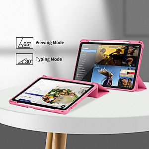 LovRug iPad Air Case (M2) 2024, 11 Inch with Pencil Holder, Soft TPU Back Smart Protective Cover (Watermelon Red)