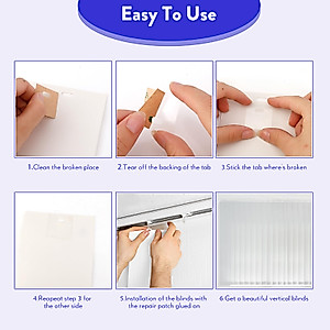 XLSXEXCL 38 Pieces Vertical Blind Replacement Slats and Repair Tabs Set 6 Pieces White PVC Vertical Blind Slats Replacement Parts with 32 Clear Vertical Blind Repair Tabs for Sliding Door Window