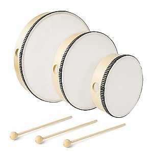 KEJJNYER Hand Drums with Drum Stick, 10 8 6 Inch Hand Drums for Adults Percussion Wood Frame Drum Musical Instrument for Party Class Home Supplies