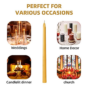 12 Pack Taper Beeswax Candles 12 Inch - Handcrafted, Dripless, and 10 Hours Long Burning Beeswax Candles for Elegant Dining, Relaxing, and Celebrating - Set The Mood with Natural Beeswax Candles