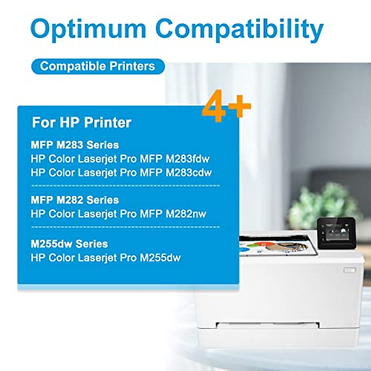 206X Toner Cartridges 4 Pack Compatible Replacement for HP 206X 206A W2110A W2110X Work with HP Color Pro MFP M283fdw M283cdw M255dw M283 M255 Toner Printer (Black Cyan Yellow Magenta)