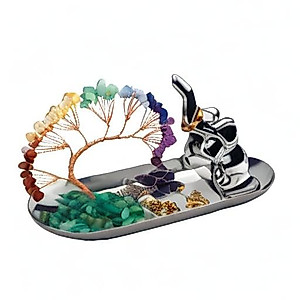 Carselage Elephant Ring Holder for Jewelry, Elephant Gifts for Women, Chakra Crystal Tree Ring Dish Earrings Box Organizer Trinket Tray, Living Room Bathroom Home Decoration, Mothers Day Mom Gifts