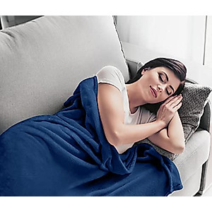 Utopia Bedding Fleece Blanket Queen Size Navy 300GSM Luxury Bed Blanket Anti-Static Fuzzy Soft Blanket Microfiber (90x90 Inches)