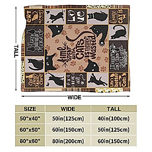 Cat Throw Blanket for Women, Black Cat Gifts for Cat Lovers, Cat Lover Gifts Lady Blanket, Blankets for Cats Gifts Idea Throws Women Men