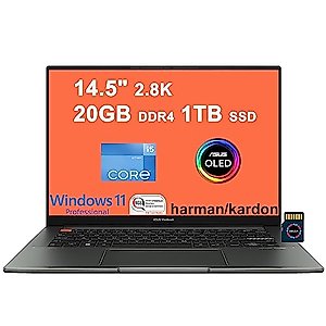 Asus Vivobook S 14X OLED Business Laptop | 14.5'' 2.8K OLED 600nit 100% DCI-P3 | 12th Gen Intel 12-core i5-12500H (>i7-11800H) | 20GB DDR4 1TB SSD | Backlit Thunderbolt Win11 Gray + 32GB MicroSD Card