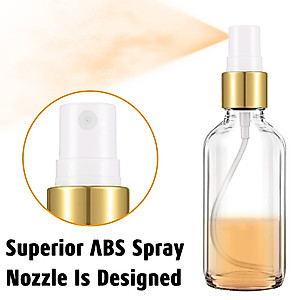 Tecohouse Glass Spray Bottles, 2-Pack 4oz Glass Spray Bottles for Cleaning Solutions, Fine Mist with Labels, Funnel, Pipettes - Clear