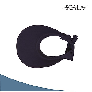 Scala Women's Deluxe Big Brim Cotton Visor with Bow, Natural, One Size