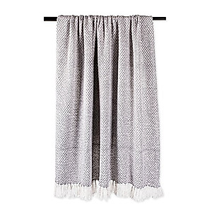 DII 100% Cotton Basket Weave Throw for Indoor/Outdoor Use Camping Bbq's Beaches Everyday Blanket, 50 x 60, Woven Stripe